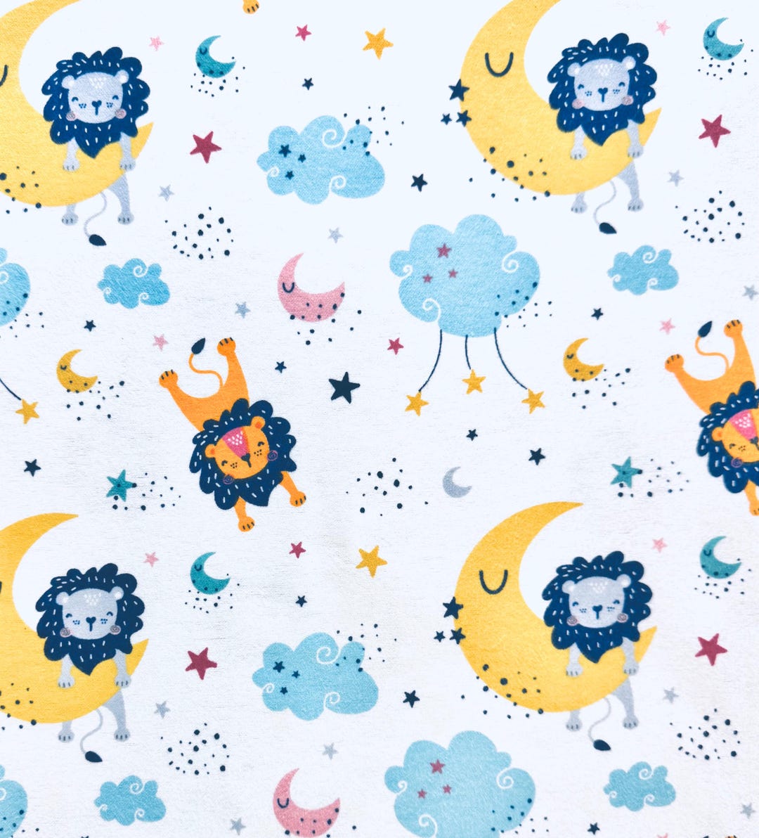 Sleepy Lions Flannel Fabric by the Yard 100% Cotton Double Napped by ...