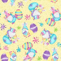 Easter Fabric Stacked Eggs and Bunnies in Pastels With Silver Giltter ...