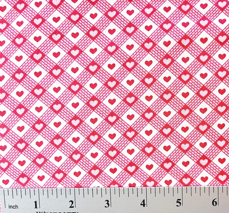 Diagonal Heart Plaid Fabric by the Yard 100% Premium Cotton - Etsy