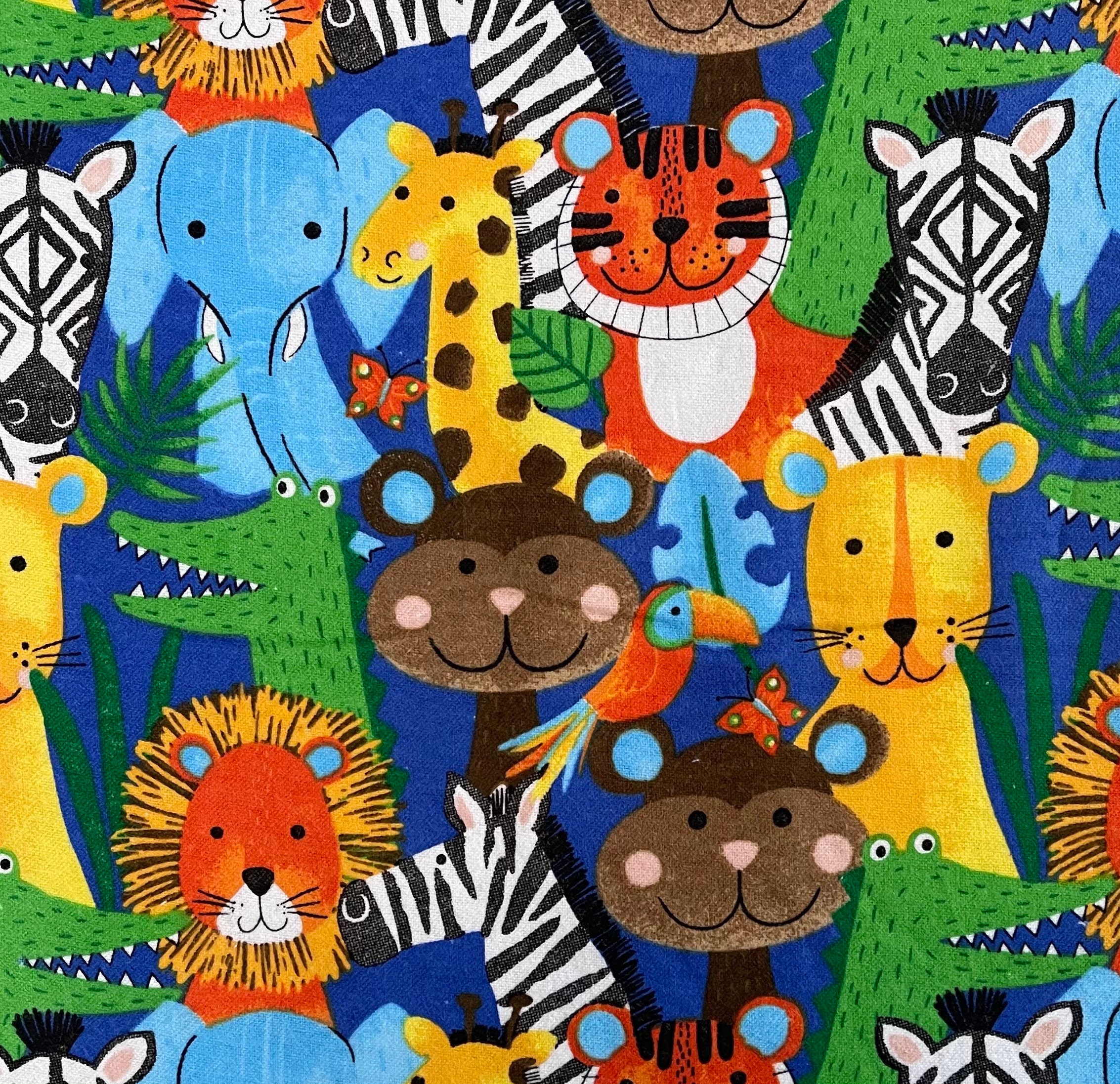 Safari Animals Flannel Fabric by the Yard or Half Yards 100% - Etsy