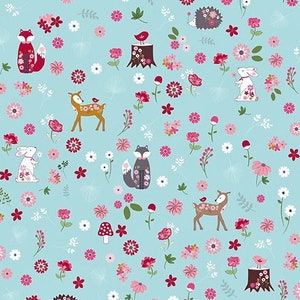 Enchanted Meadow Forest Friends Fabric by the Yard 100% Premium Cotton ...