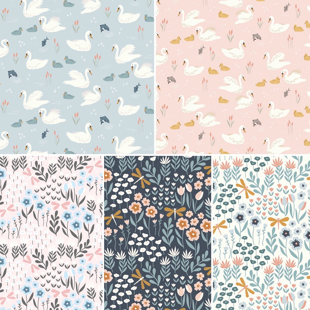 Flannel Little Swan Fabric Collection by Riley Blake Fabric by the Yard ...