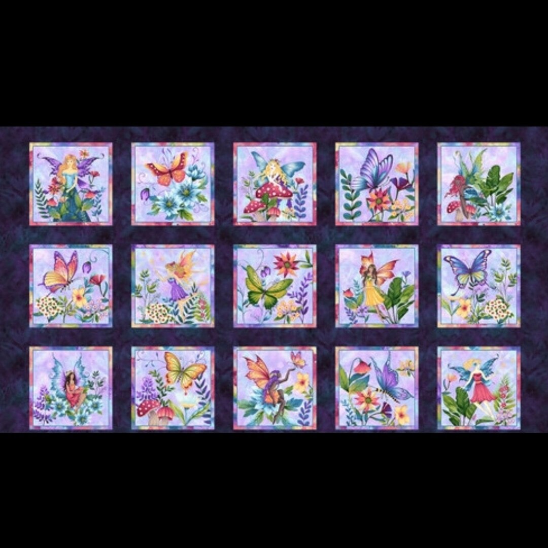 Fairytale Forest Fairy 24 Quilt Block Panel 100% Premium Cotton Fabric ...