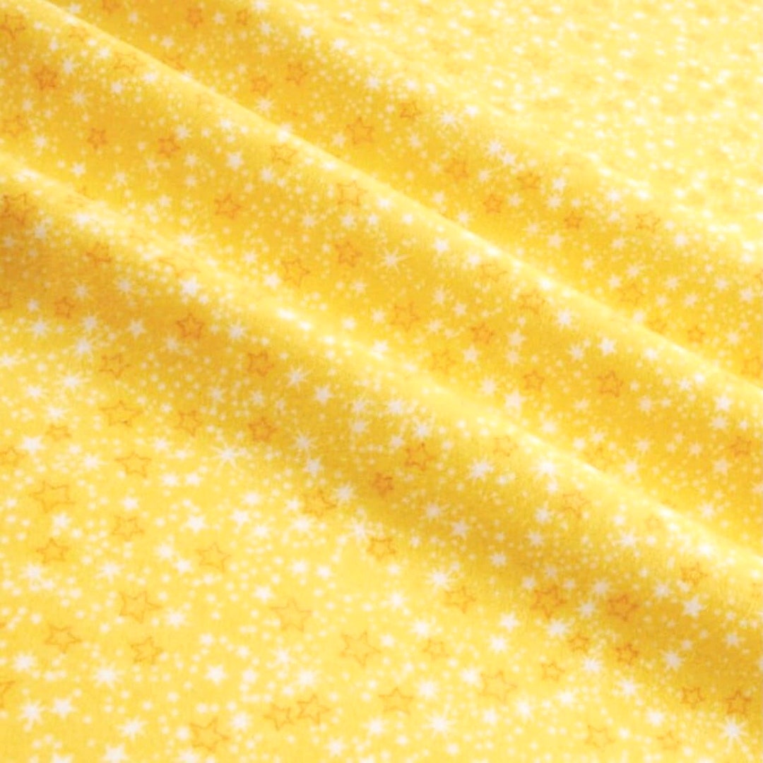 Yellow Stars Flannel Fabric by the Yard or Half Yards 100% Cotton ...