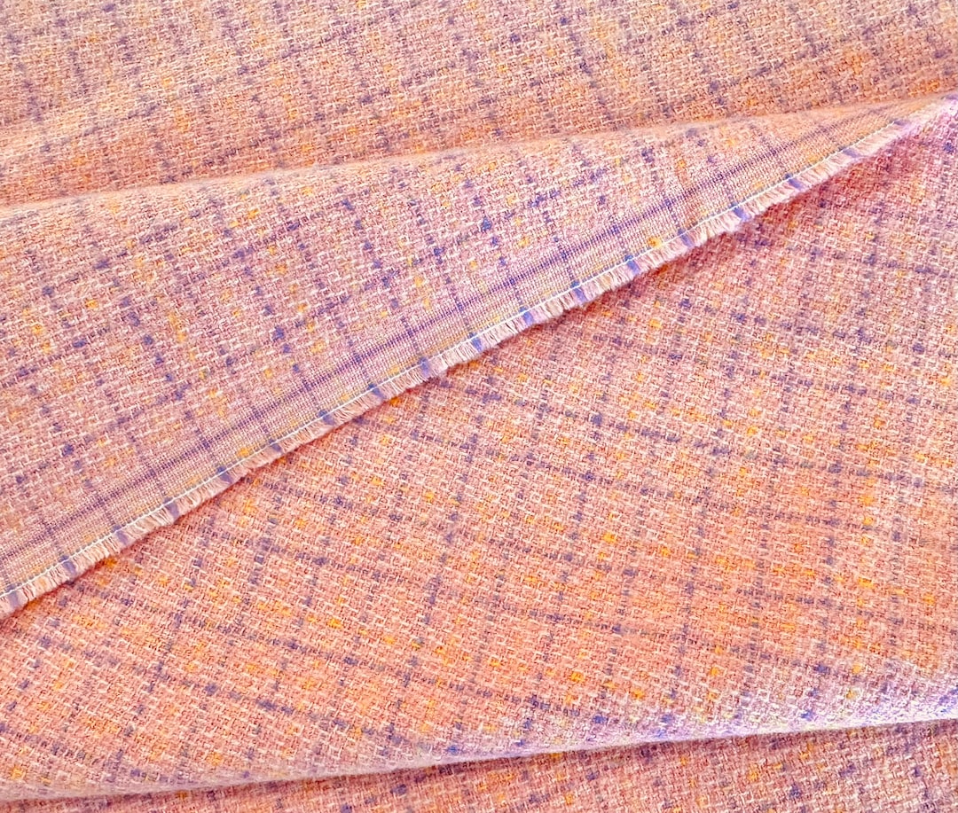 Peachy Pink & Purple Small Plaid Flannel Fabric by the Yard 100% ...