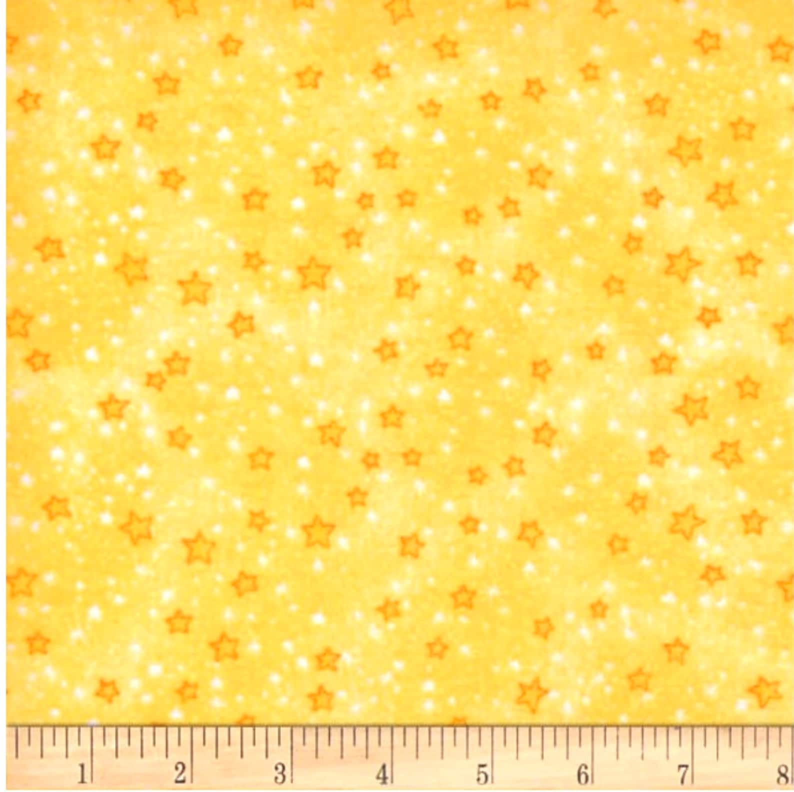 Yellow Stars Flannel Fabric by the Yard or Half Yards 100% - Etsy