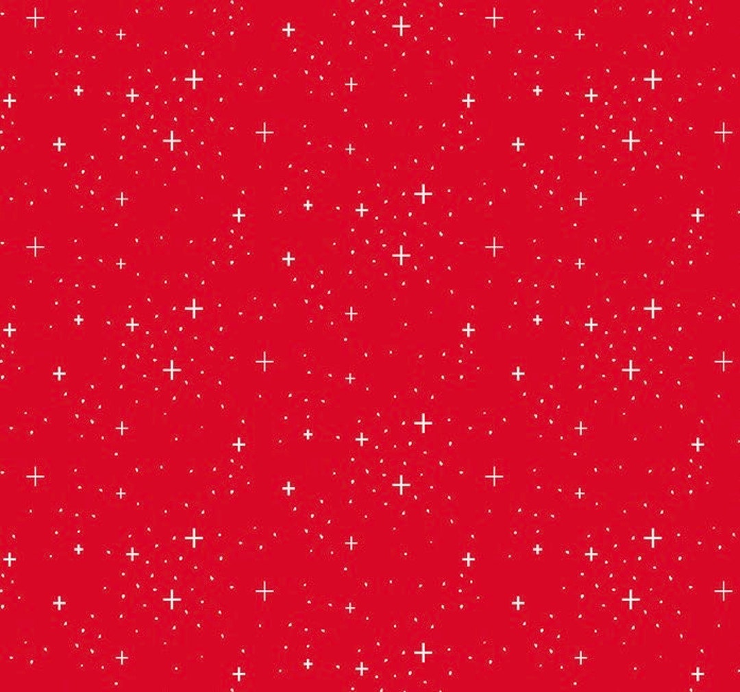 Red Twinkling Stars Flannel Fabric by the Yard 100% Cotton by Riley ...
