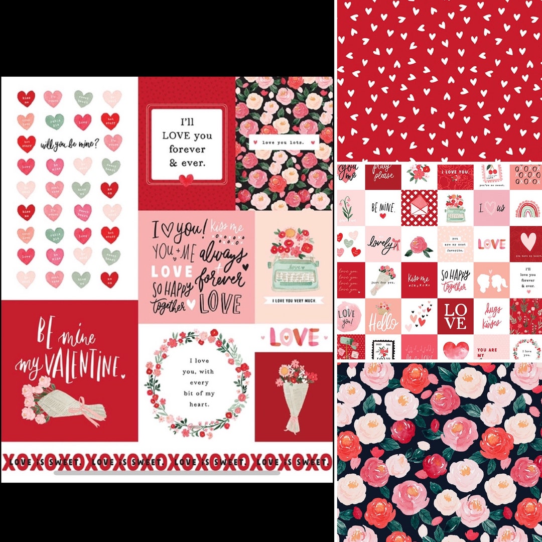 My Valentine Fabric Collection by the Yard and Panel 100% Premium ...