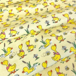 Little Ducklings & Bees on Yellow Flannel Fabric by the Yard 100% ...