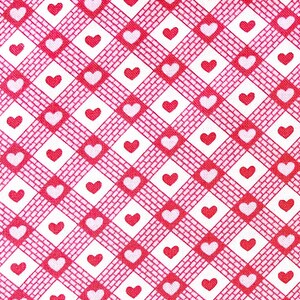 Diagonal Heart Plaid Fabric by the Yard 100% Premium Cotton Valentine’s ...