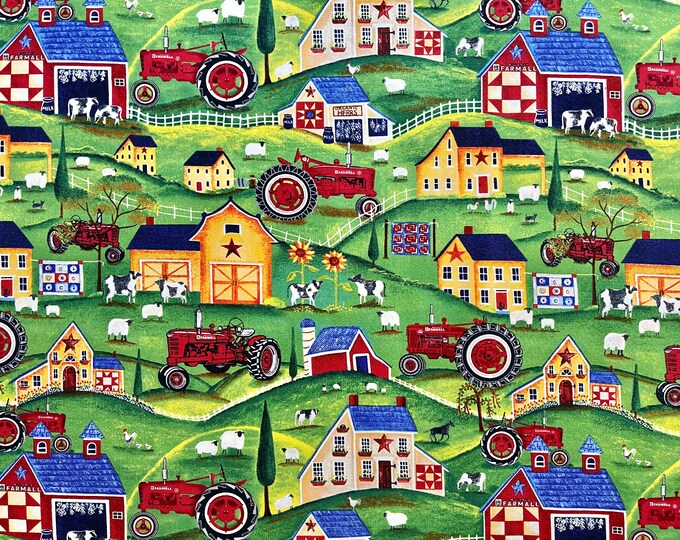 Farmall Country Fabric by the Yard 100% Cotton Farming Farm Farmland ...