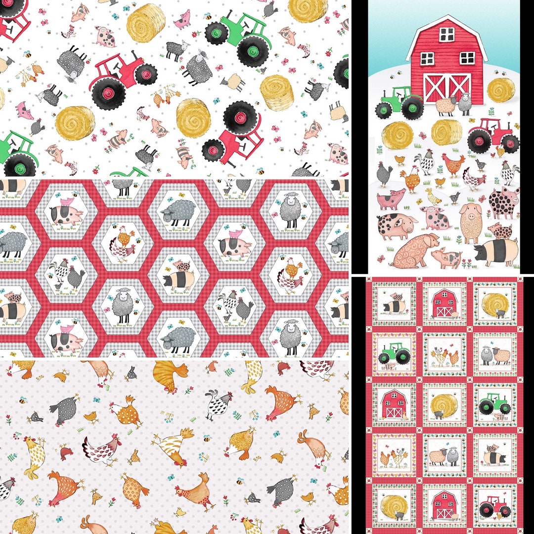 Hay Day Farm Animals Fabric Collection 100% Premium Cotton by Kate ...