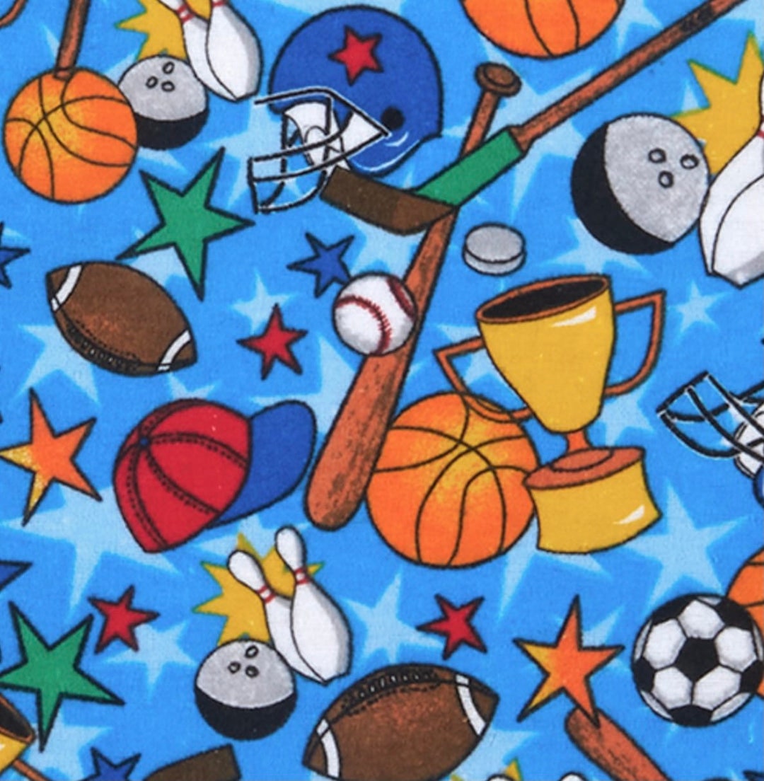 Sports Icon Flannel Fabric by the Yard or Half 100% Cotton Boys ...