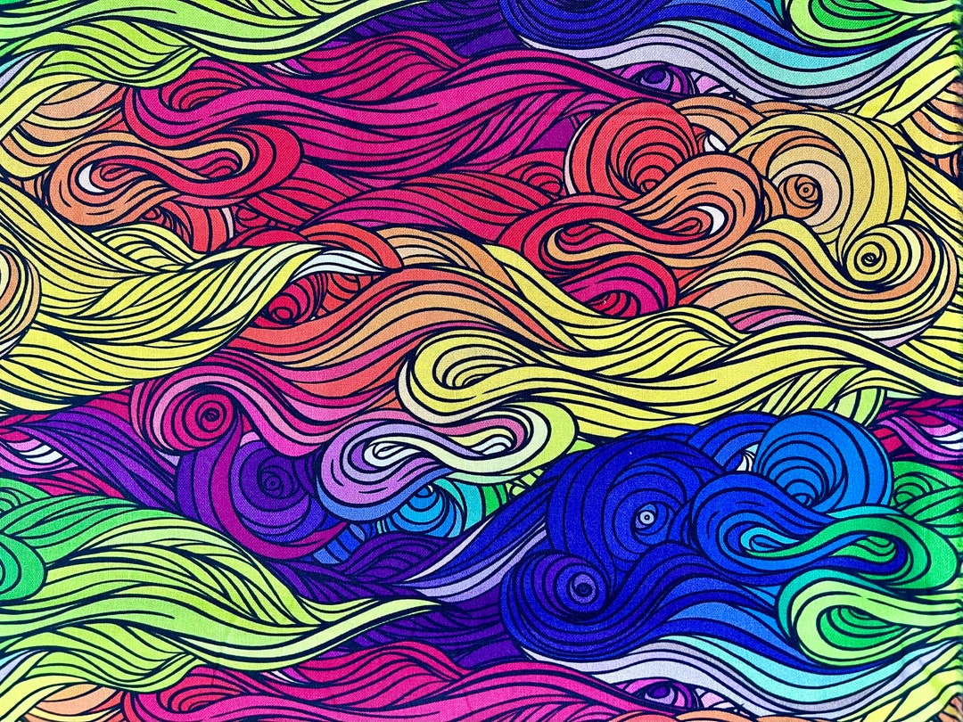 Multicolor Swirls by the Yard 100% Cotton Calico Marbled Abstract ...