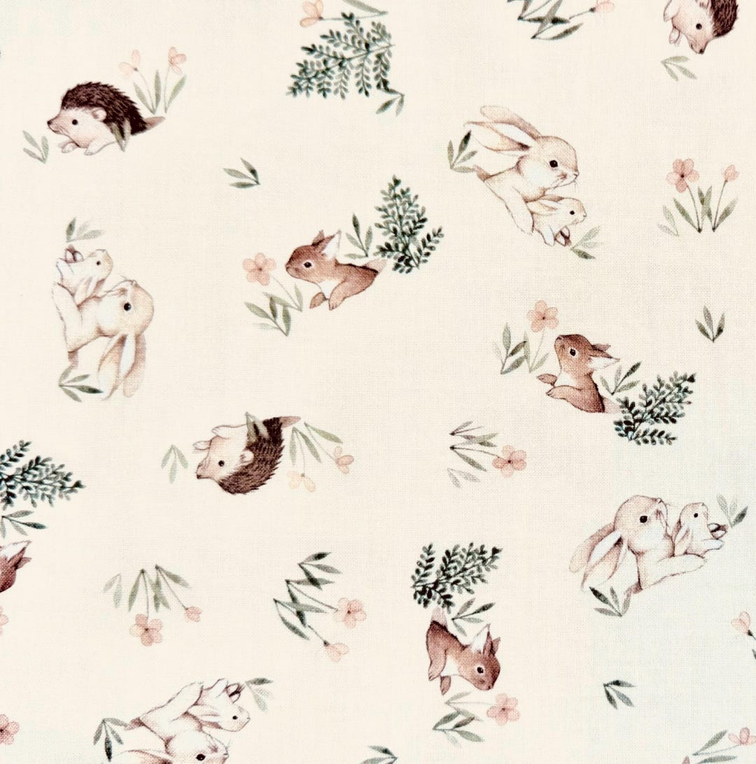 Little Forest Burrows on Cream Fabric by the Yard 100% Premium Cotton ...