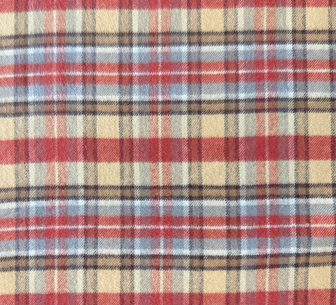 Tan & Red Plaid Primo Flannel Fabric by the Yard 100% Brushed Cotton ...