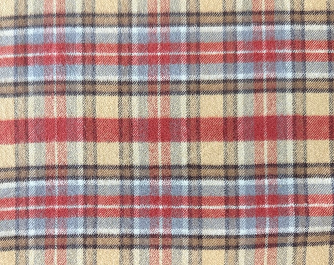 Tan & Red Plaid Primo Flannel Fabric by the Yard 100% Brushed Cotton ...