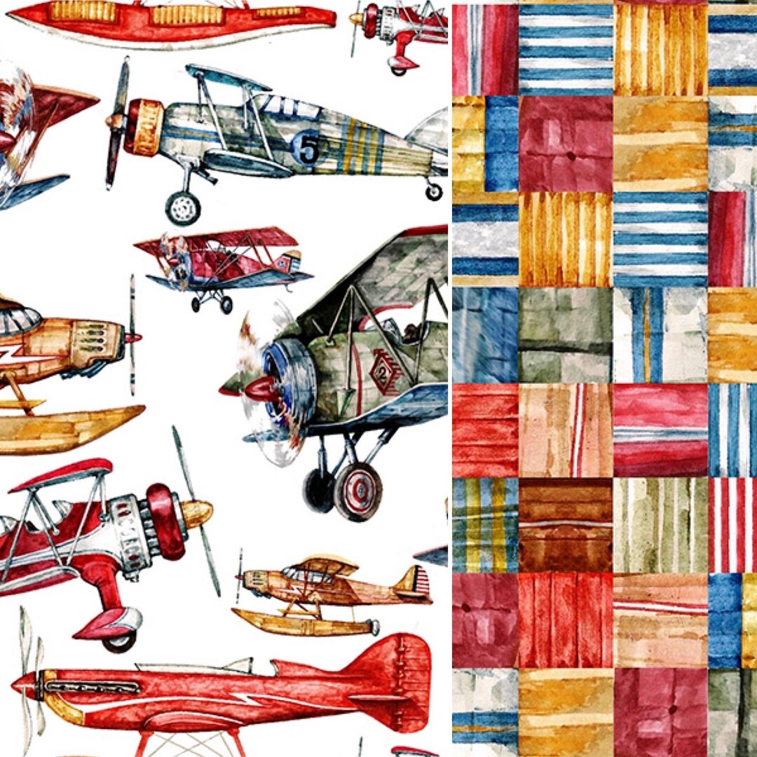 First in Flight Airplane Fabric by the Yard 100% Premium Cotton by 3 ...