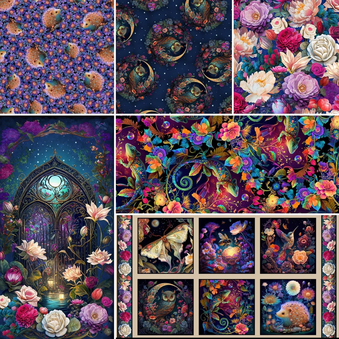 Night Garden Fabric Collection by the Yard 100% Premium Cotton by Blank ...