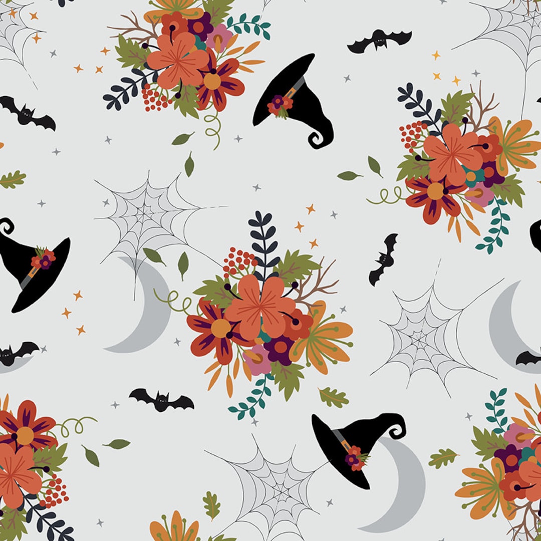 Little Witch Floral Fabric by the Yard 100% Premium Cotton Fall ...