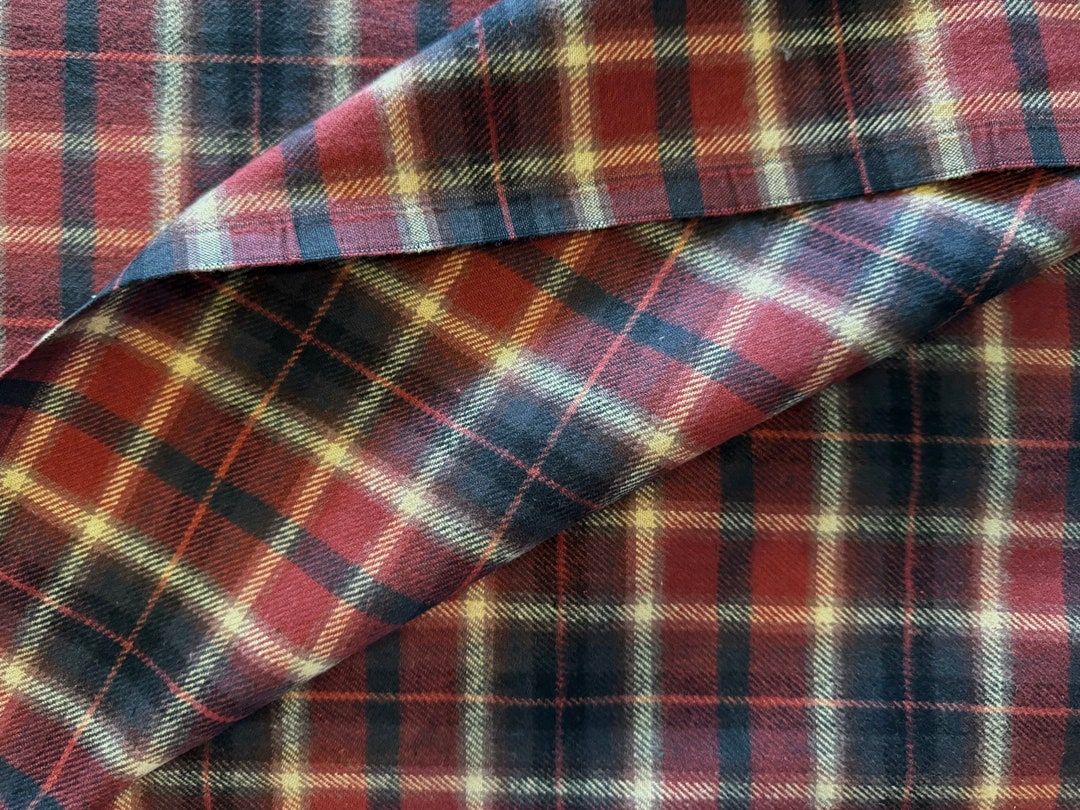 Burgundy & Charcoal Gray Plaid Primo Flannel Fabric by the Yard 100% ...