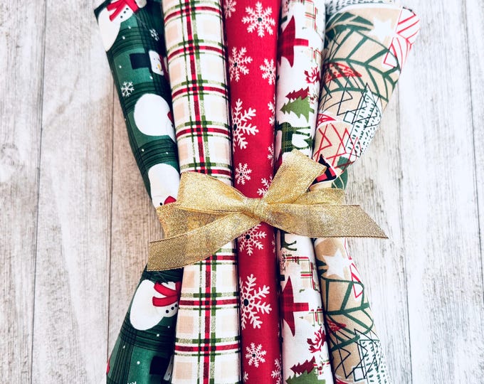 Snowflake Forest Fat Stack 100% Cotton Set of 5 Fat Quarters 18” X 21 ...