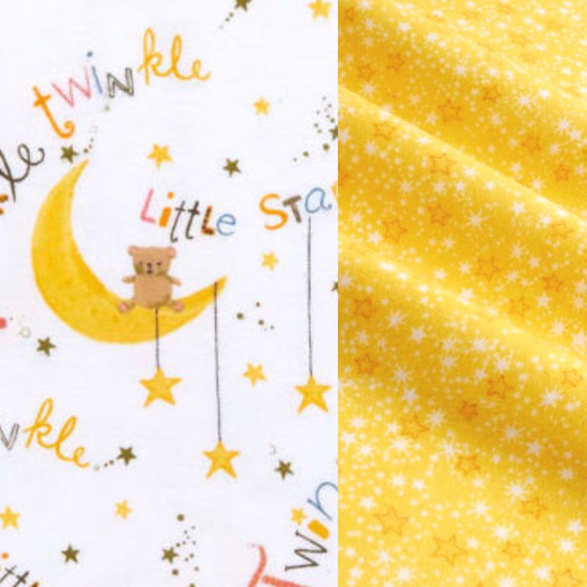 Yellow Stars Flannel Fabric by the Yard or Half Yards 100% - Etsy