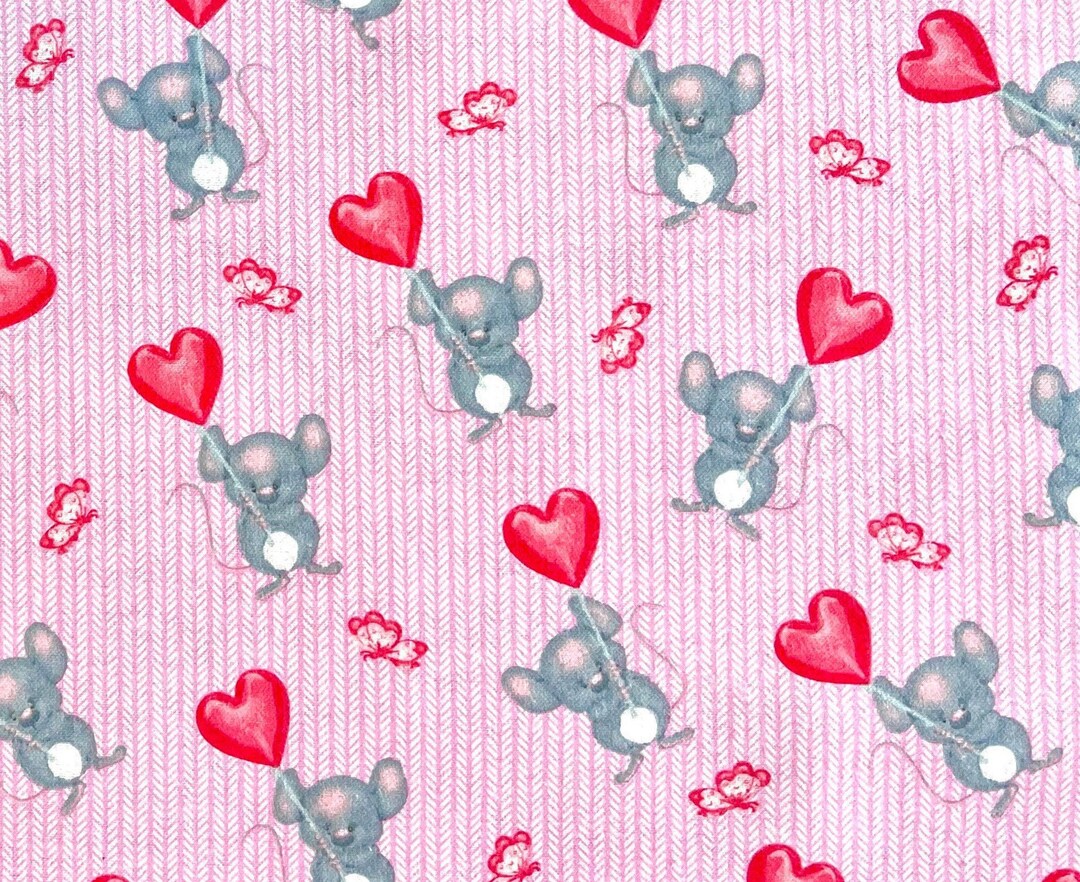 I Love You Little Mouse Flannel Fabric by the Yard 100% Premium Cotton ...
