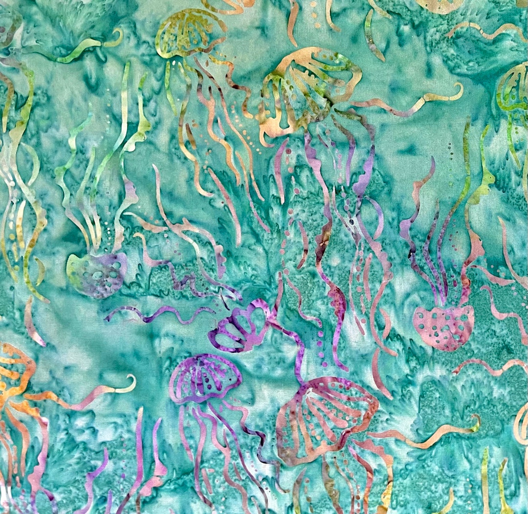 Mermaid Party Jellyfish Batik by Batik Textiles Fabric by the Yard 100% ...