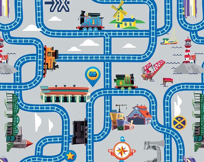 Full Steam Ahead With Thomas & Friends Train Tracks Fabric by the Yard ...