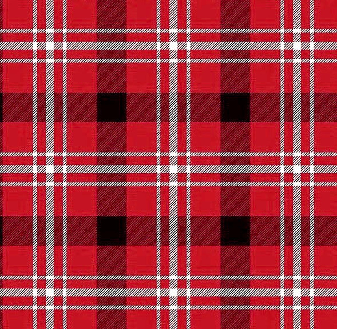 Into the Woods Red Tartan Plaid Fabric by the Yard or Half Yards 100% ...