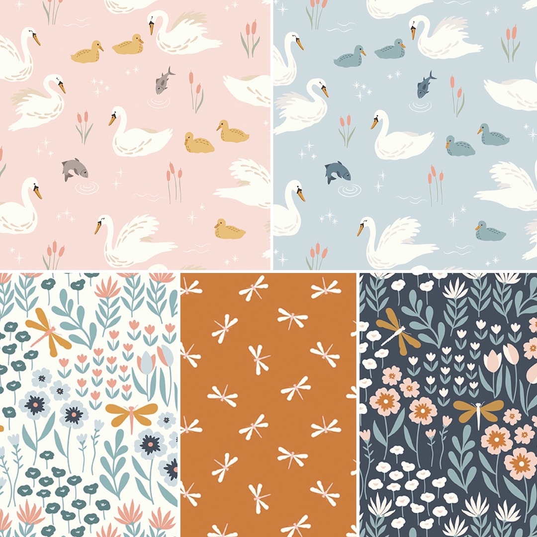 Little Swan Fabric Collection by Little Forest Atelier for Riley Blake ...