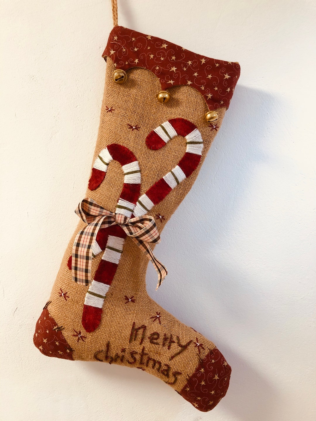 Handmade Jute Christmas Stocking, 28 X 46 Cm - Etsy