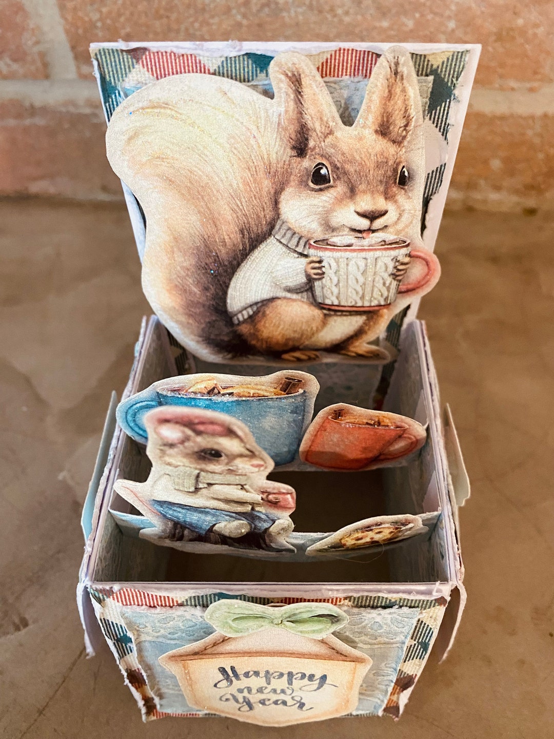 Happy New Year Pop up Postcard, Handmade 14x7cm - Etsy