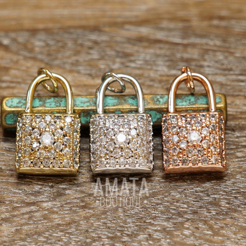 Pave Lock Charm - Etsy