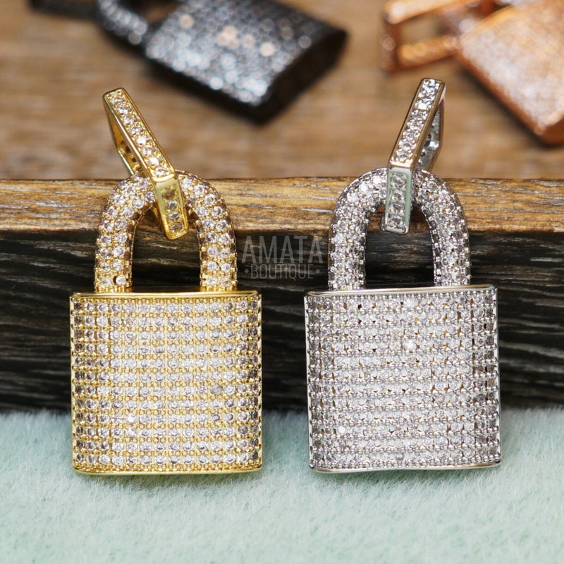 Diamond Lock Charm - Etsy