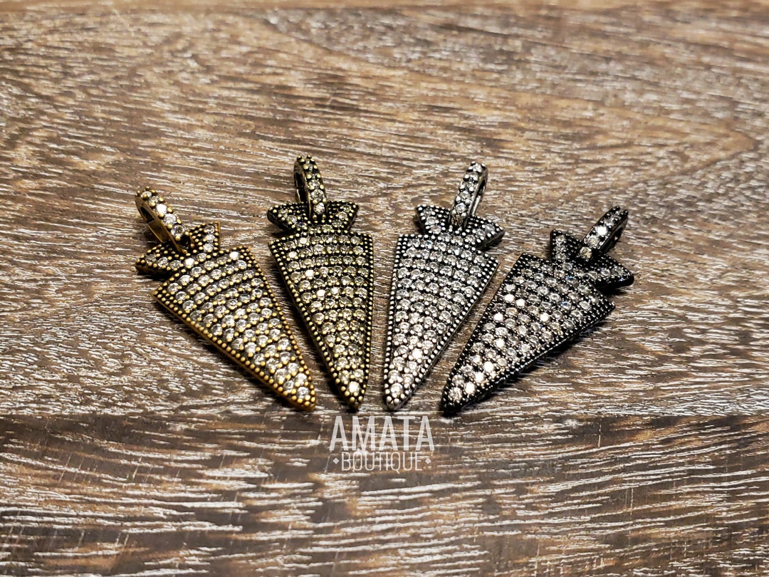 CZ Micro Pave Arrowhead Charm, Bronze/old Gold/silver/antique Silver ...