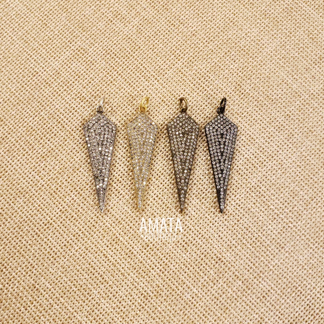 Arrowhead CZ Micro Pave Pendant, Black/bronze/old Gold, Cubic Zirconia ...