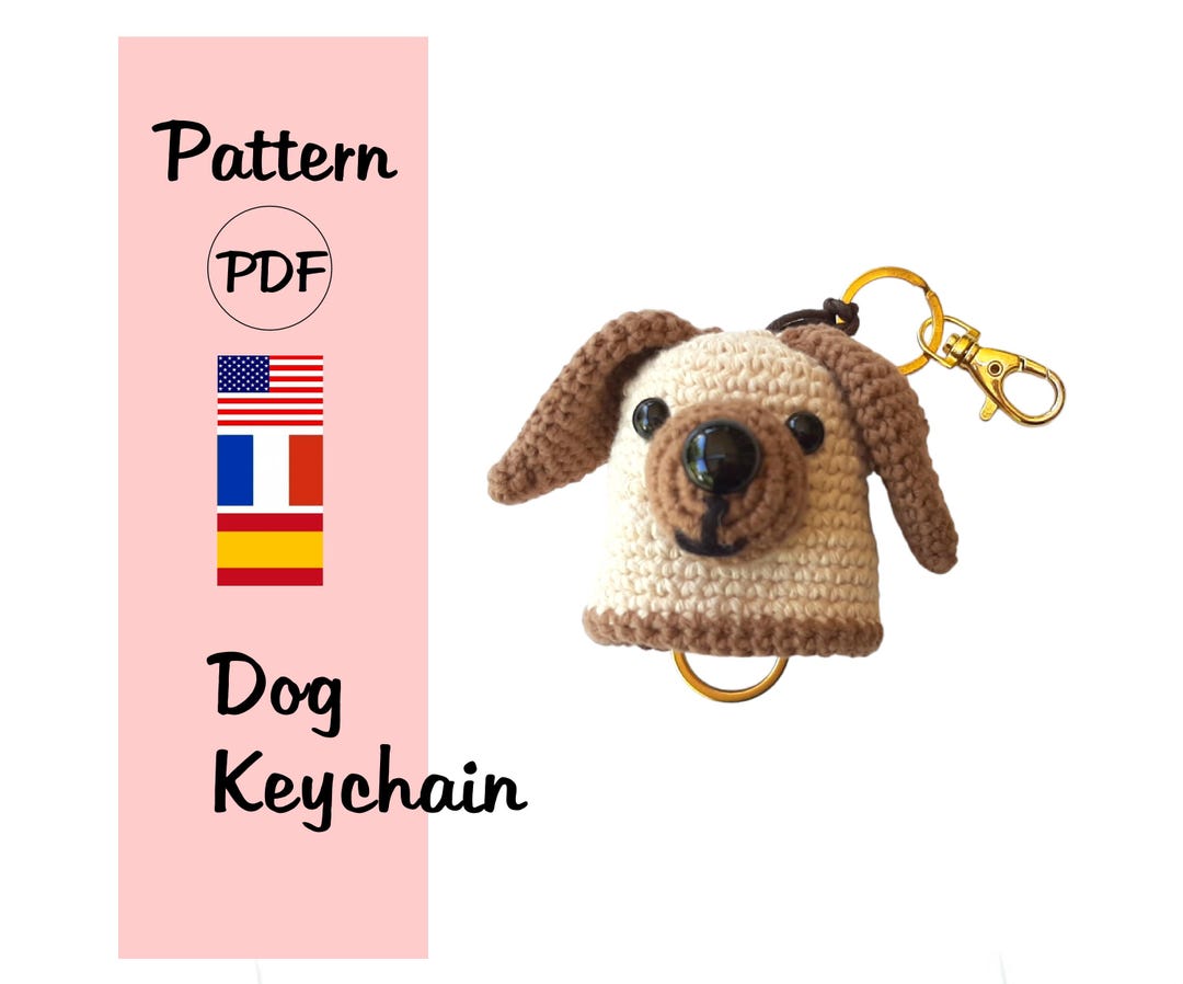 Crochet Dog Pattern Keychain, PDF Key Ring Dog Amigurumi Crochet ...