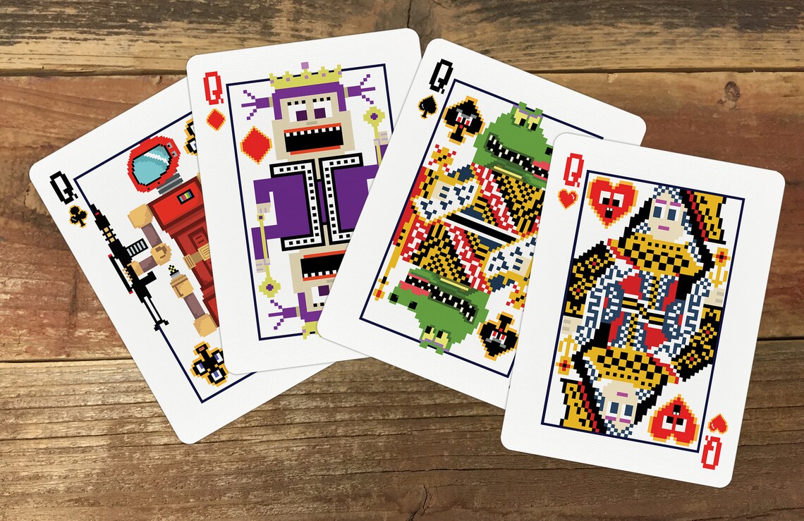 8-Bit Playing Cards Retro 80's vintage classic Video | Etsy