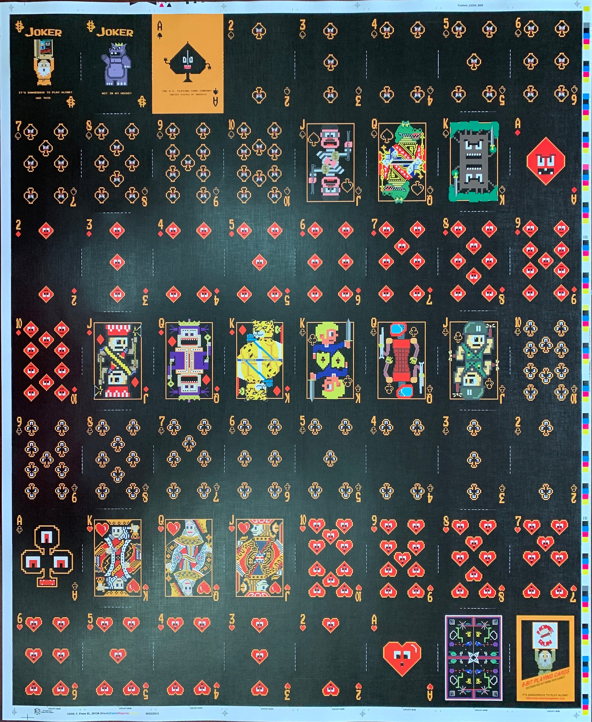 8-bit Playing Cards Uncut Sheet, the Black Deck - Etsy