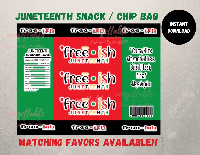 Juneteenth Chip Bag Wrapper-snack Wrapper INSTANT - Etsy