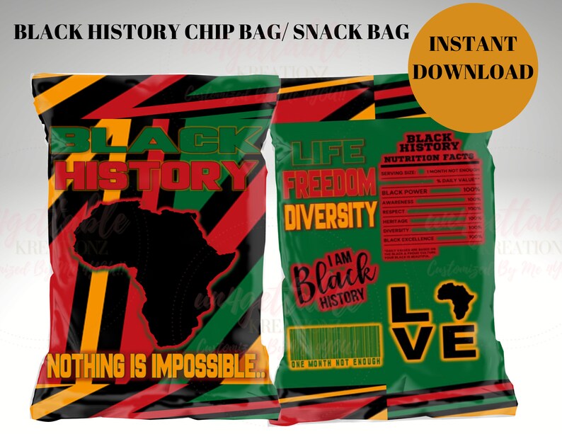 Black History Chip Bag Wrapper PDF Instant Download Black History Party ...