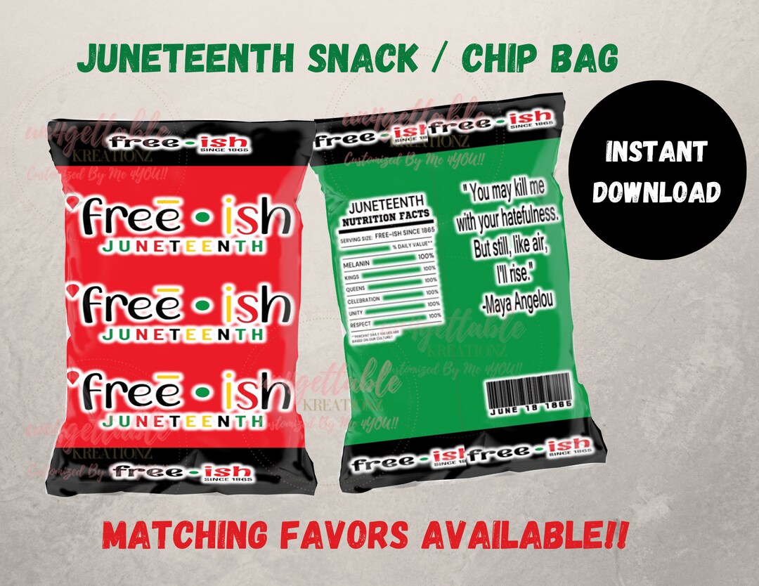 Juneteenth Chip Bag Wrapper-snack Wrapper INSTANT Download-juneteenth ...