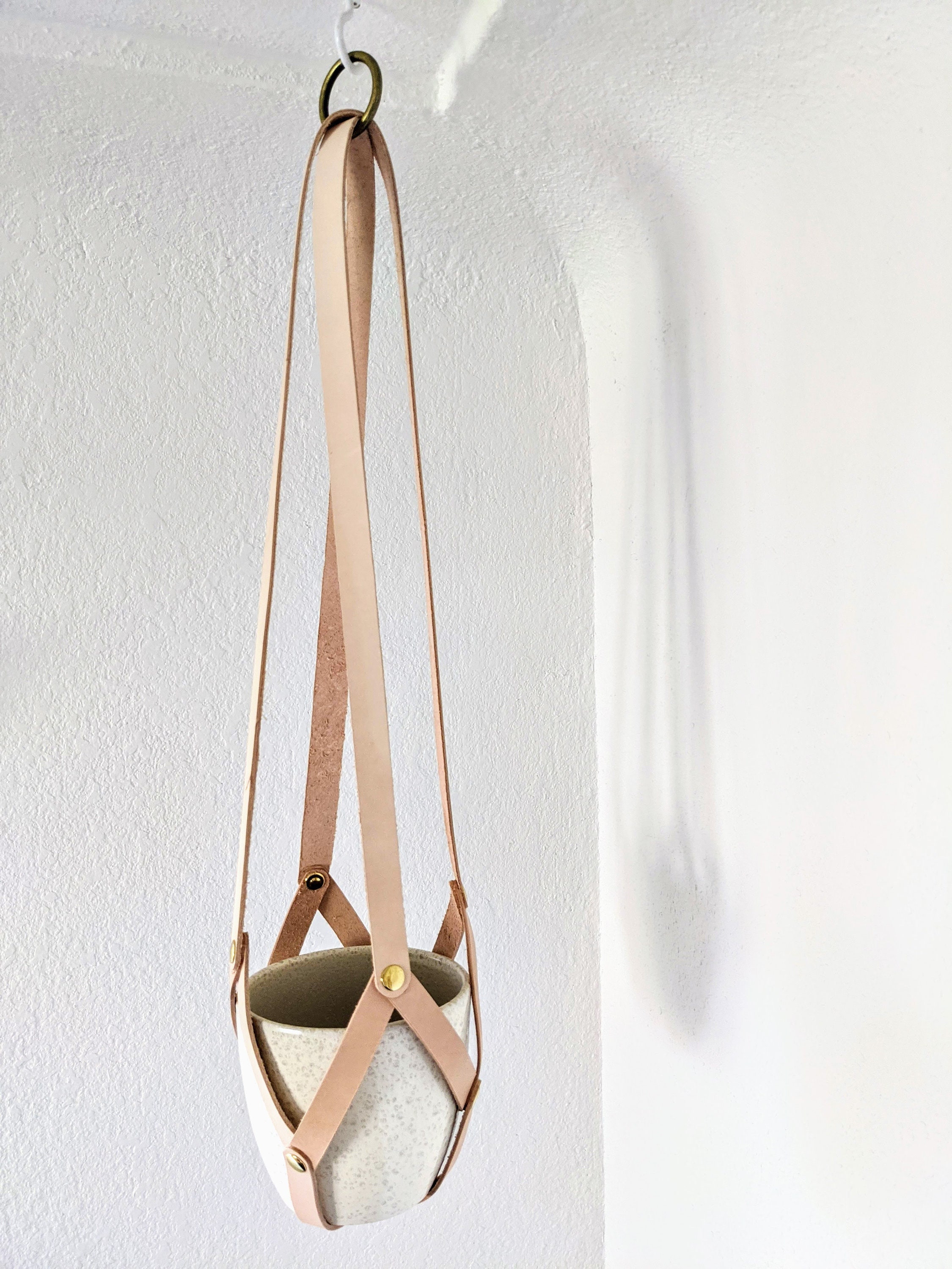Hand Crafted Natural Leather Plant Hanger - Etsy