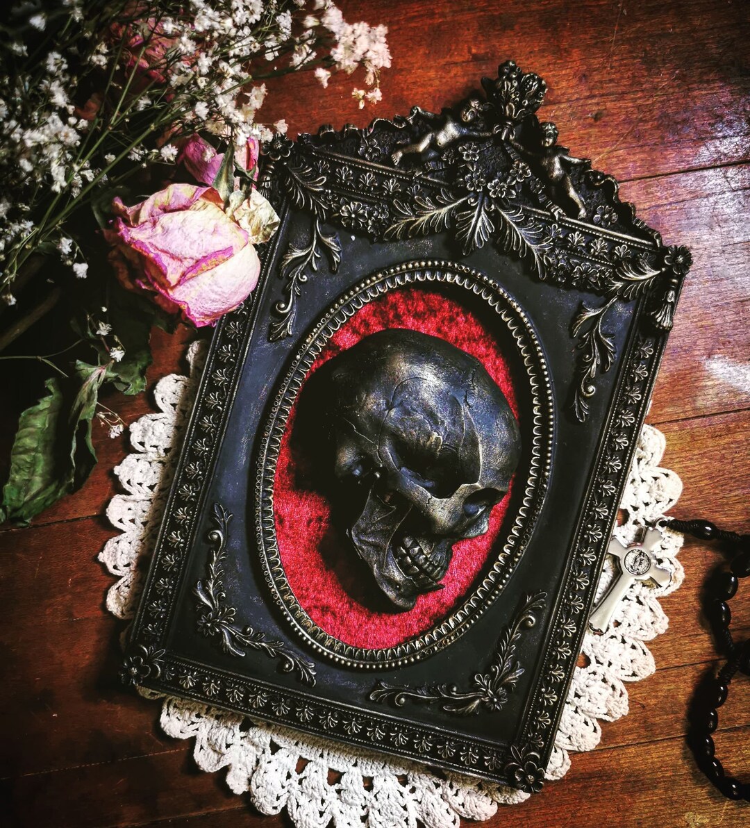 Human Skull Custom Frame Baroque Wall Decor - Etsy
