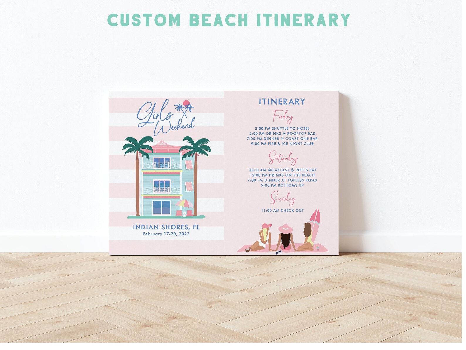 Digital Beach Itinerary Beach Bachelorette Itinerarygirls | Etsy