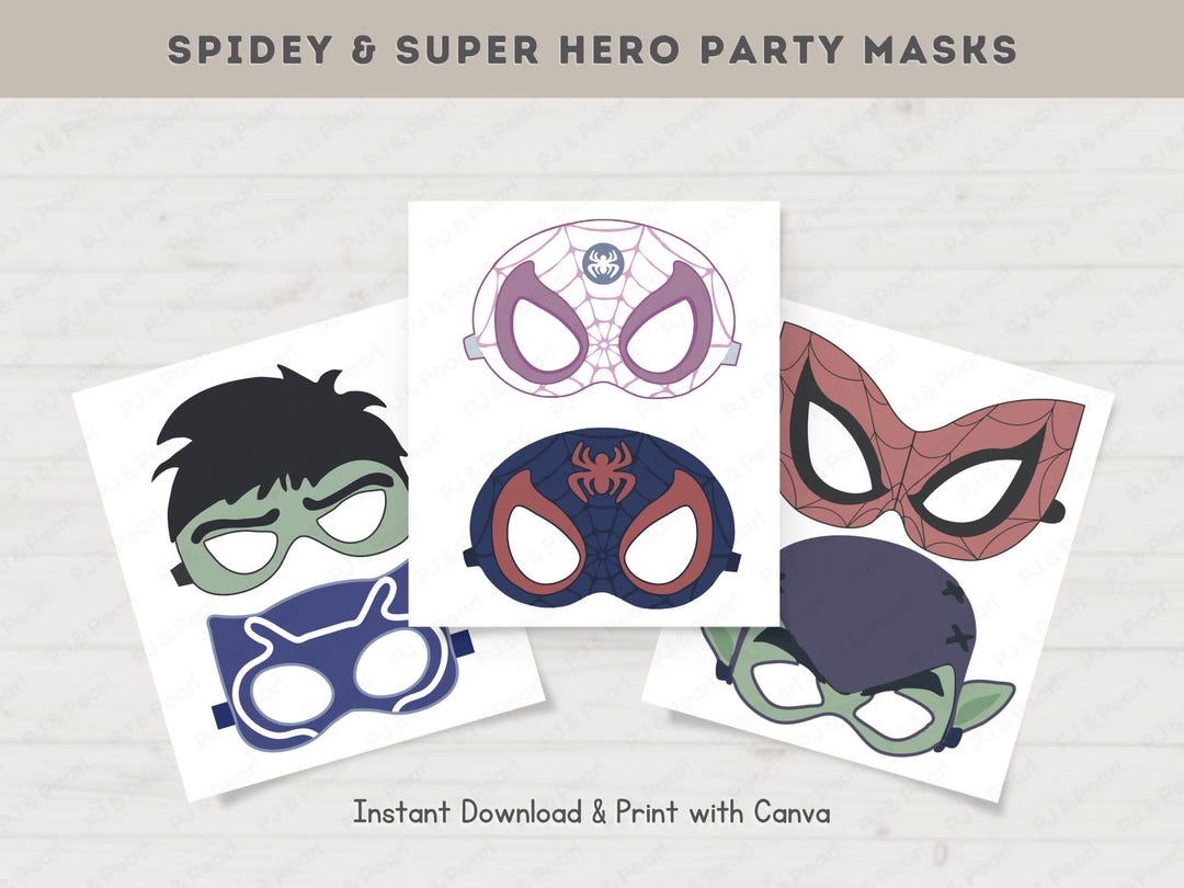 Printable Superhero Mask Template | Editable Spidey & Superhero Party ...