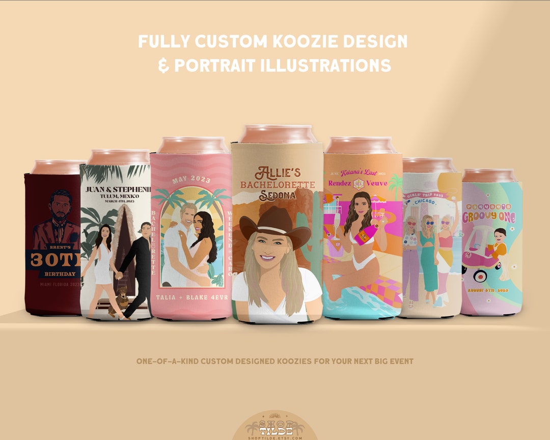 Fully Custom Cozie Design With Hand Drawn Illustrations and Photo ...