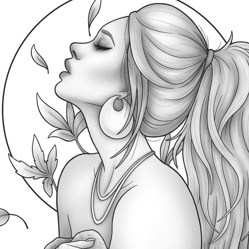 Printable Coloring Page Fantasy Girl Portrait - Etsy Printable Coloring Page Fantasy Girl Portrait - Etsy
